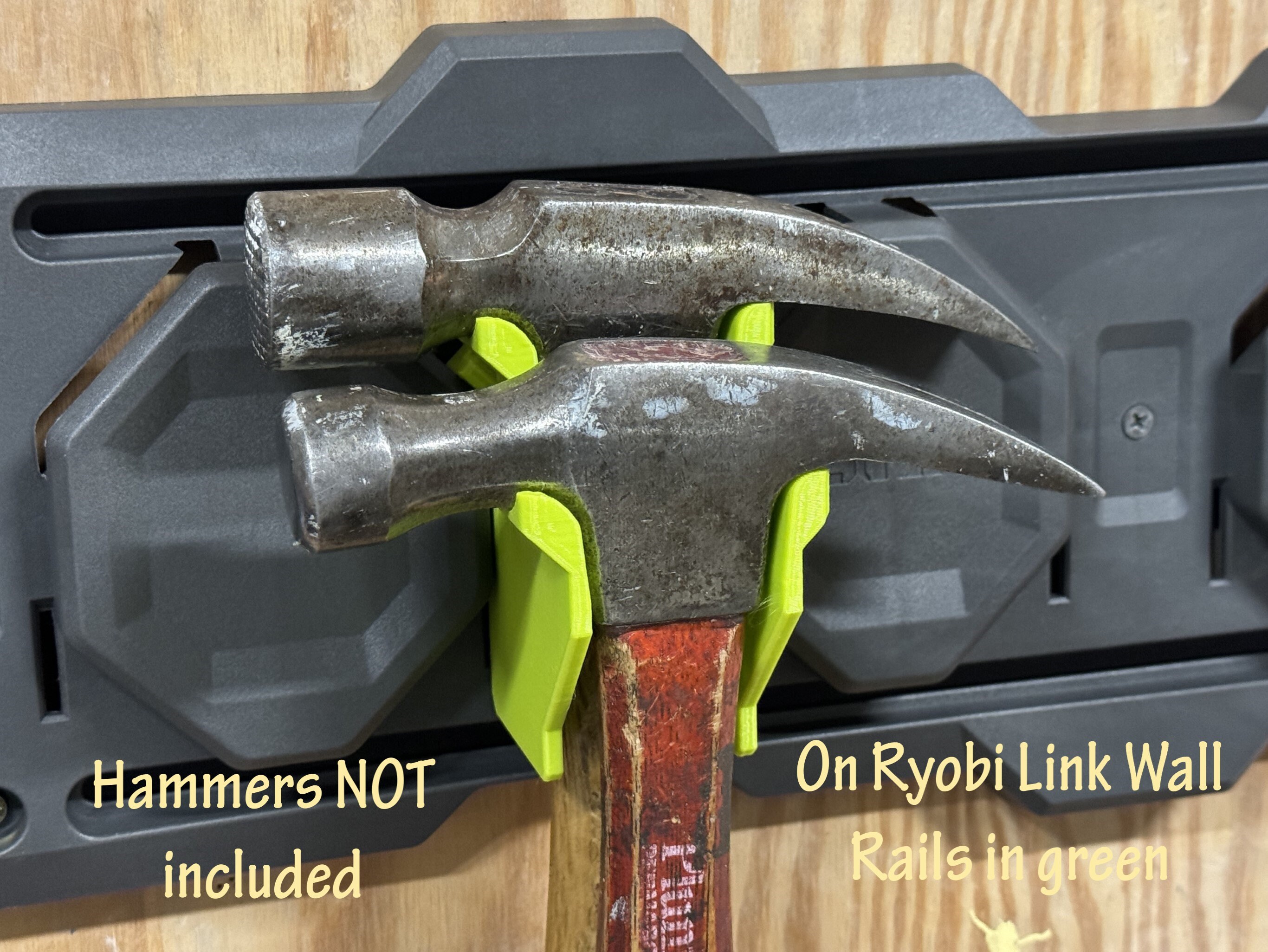 Double Hammer Holder for Ryobi Link Wall Rails, Pegboard, or Wall ...