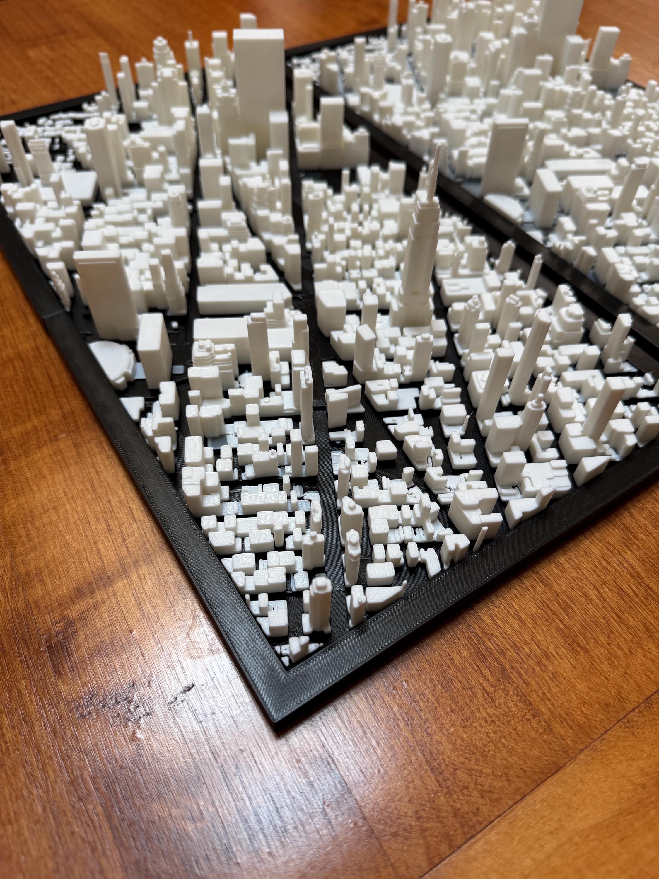 15.25"x8"x3" 3D Printed PLA Plastic Model of Midtown Manhattan New York ...