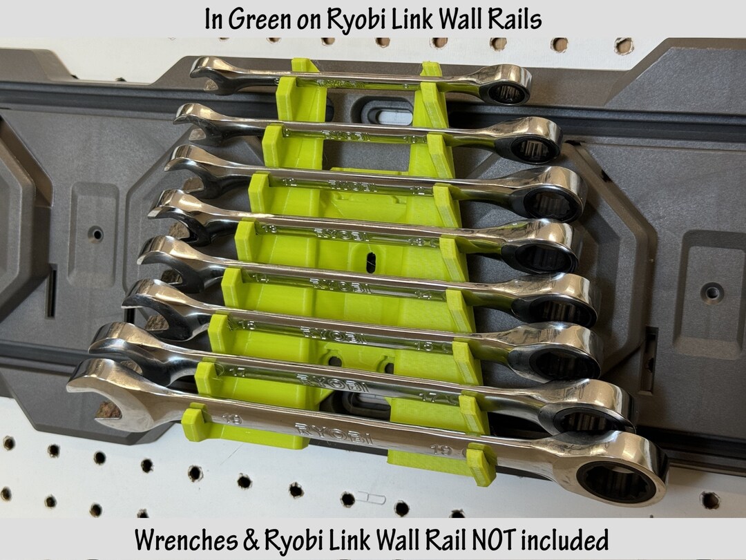 8 Wrench Holder That Mounts to the Wall, Ryobi Link Wall Rails, or Pegboard* | Does NOT Include ...