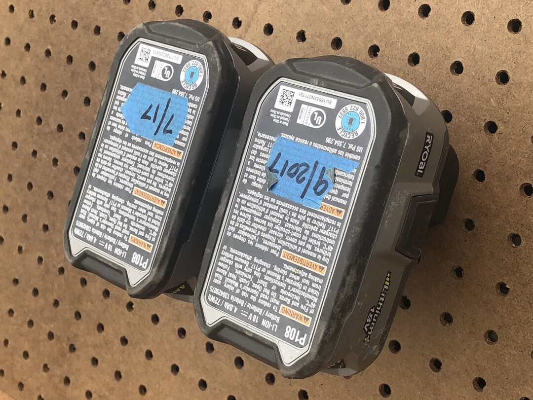 Double Ryobi 18v One+ Battery Holder for Wall, Pegboard, or Ryobi Link ...