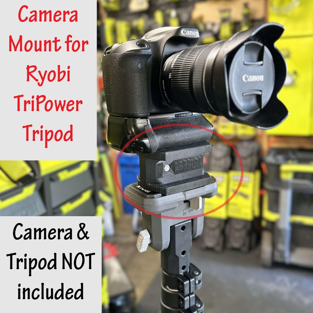 Camera Mount for Ryobi Tripower Tripod or 18v One+ Battery | Garage or ...