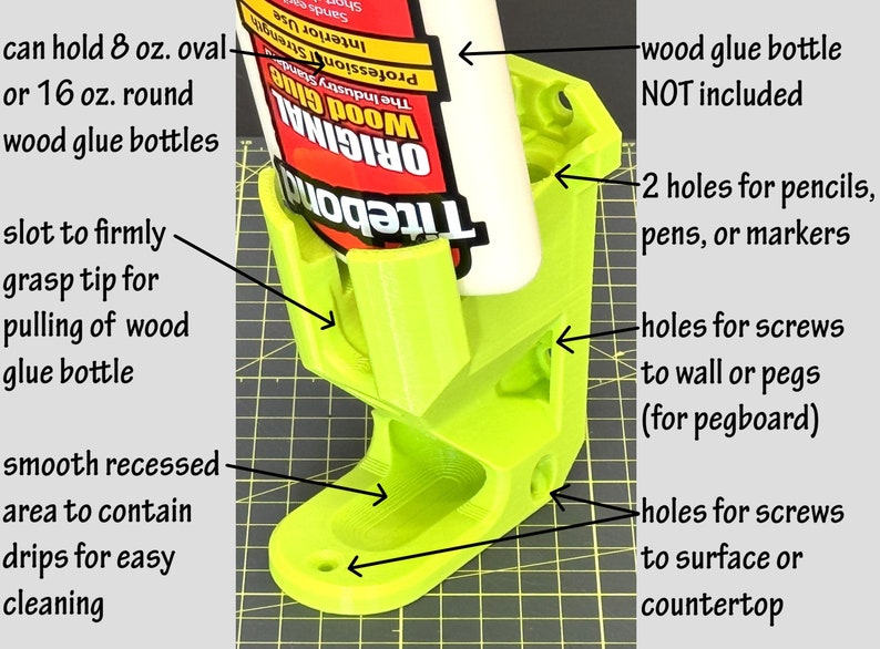 Holder for Wood Glue Bottle | Holds Bottle With Tip Down | Garage or ...
