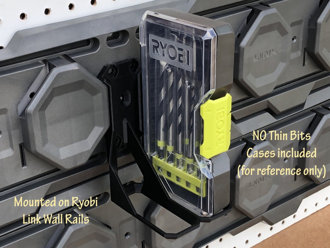 Double Thin Ryobi Bits Case Holder for Wall, Pegboard, or Ryobi Link ...