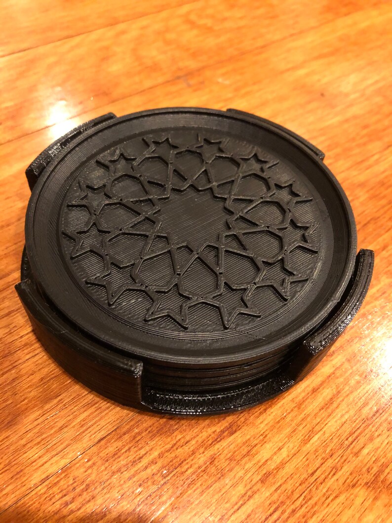 Set of 4 3D Printed Coasters and Holder Eid Gift - Etsy