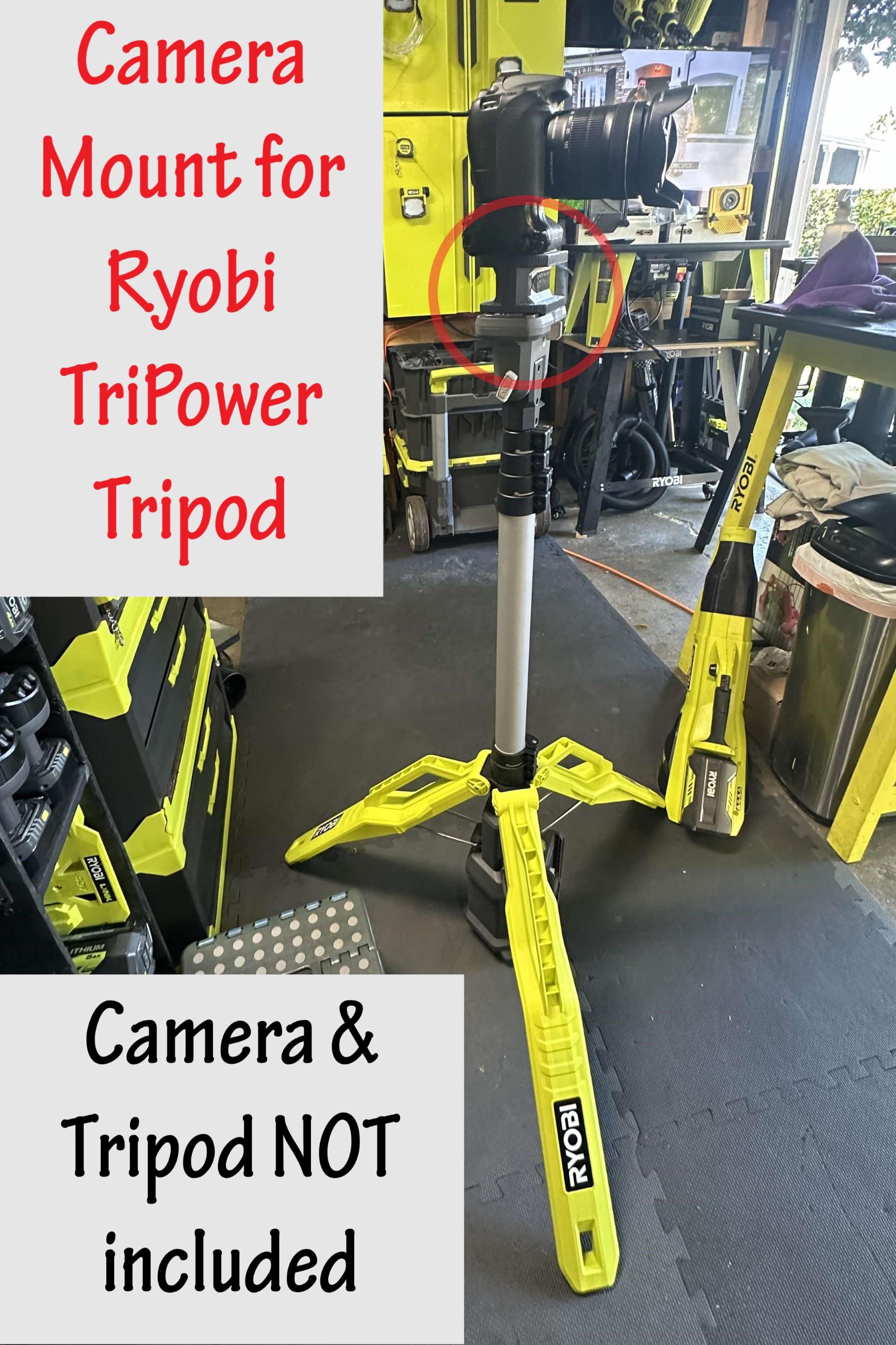 Camera Mount for Ryobi Tripower Tripod or 18v One+ Battery | Garage or ...