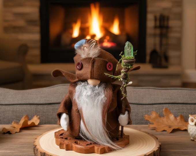 Woodland Wizard Gnome, Wizard Gnome, Woodland Wizard in Blue/gray ...
