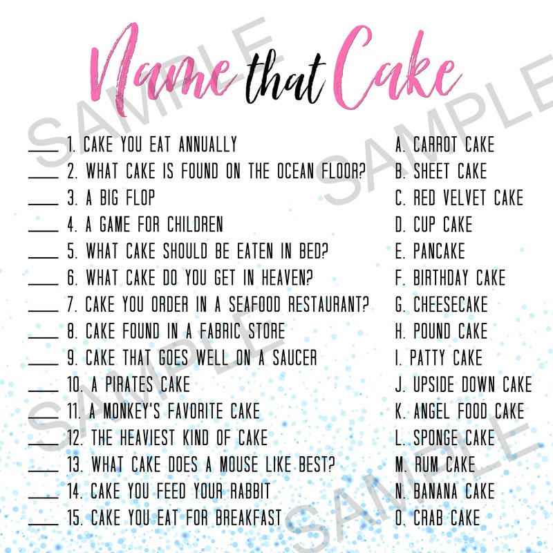 Name That Cake Game - Etsy