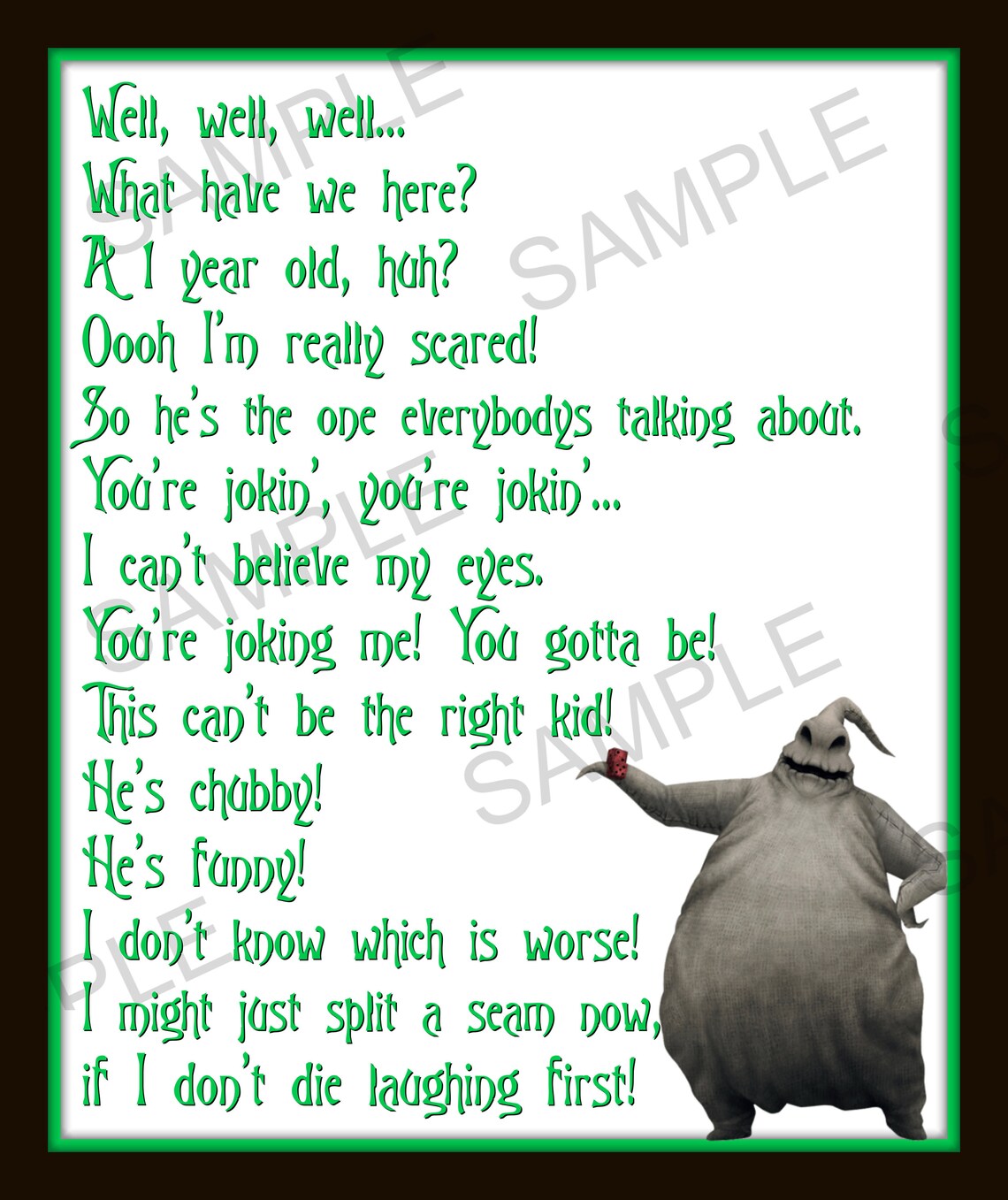 Oogie Boogie 8x10 Sign digital File variations - Etsy