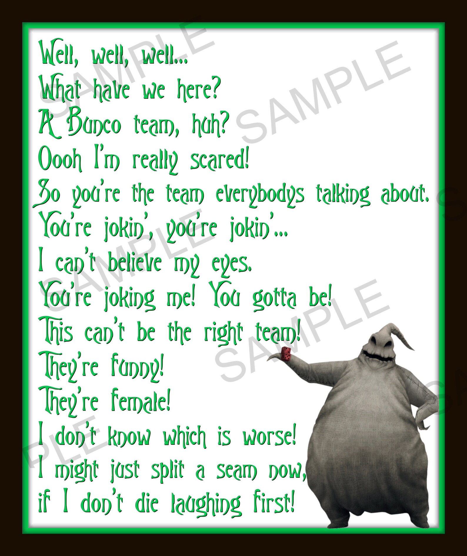 Oogie Boogie 8x10 Sign digital File variations - Etsy