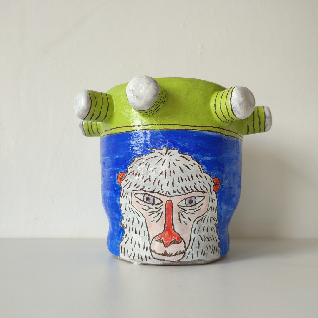 Handmade Ceramic Monkey Vase - Etsy