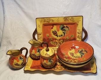 Vintage Rooster Dinnerware Set - Etsy