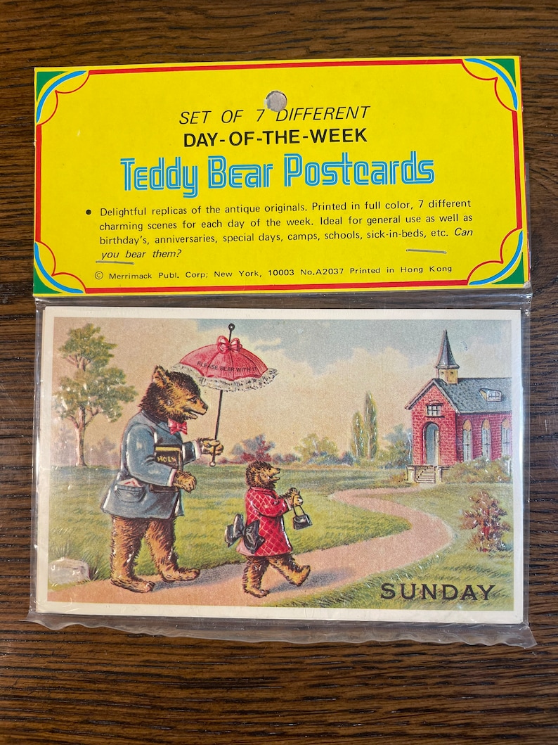 Vintage 7 Days of the Week Teddy Bear Postcards NOS + Replicas ...