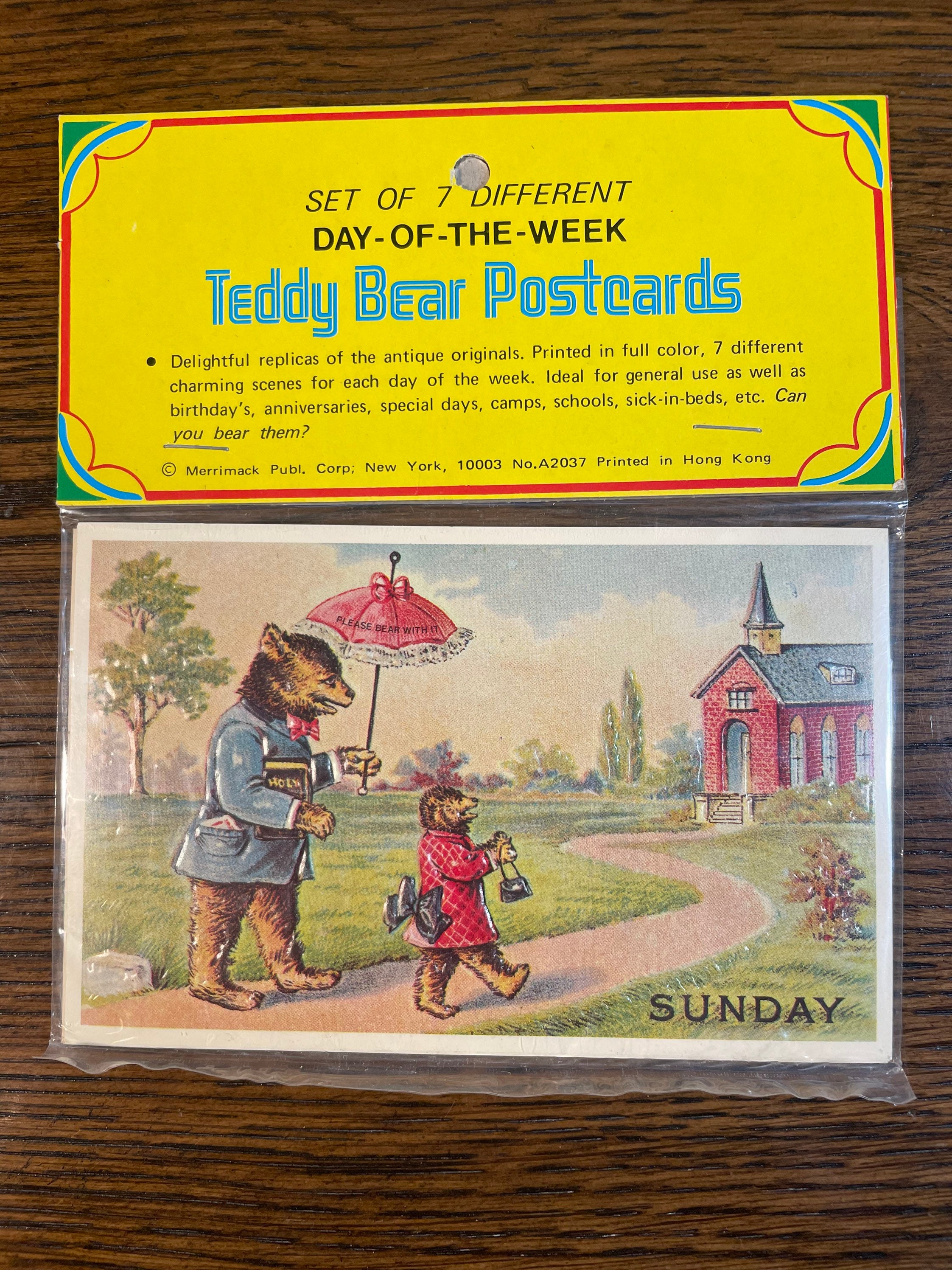 Vintage 7 Days of the Week Teddy Bear Postcards NOS + Replicas ...