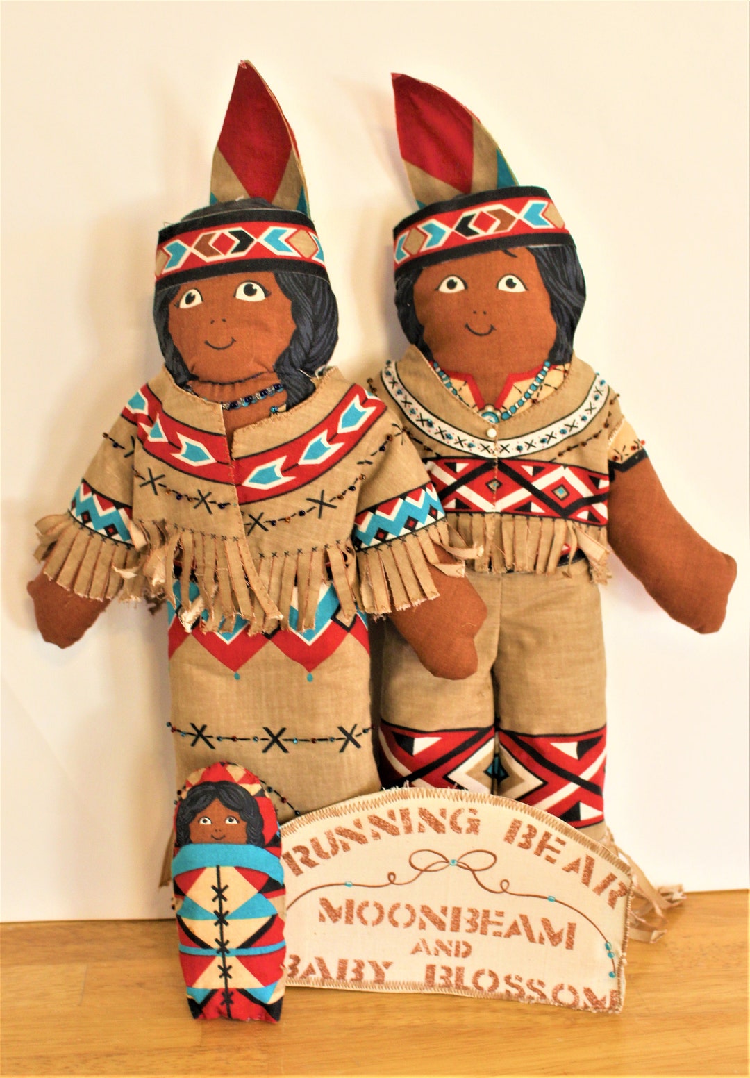 Native American Dolls + Vintage Doll Set + Handmade Dolls + Running ...
