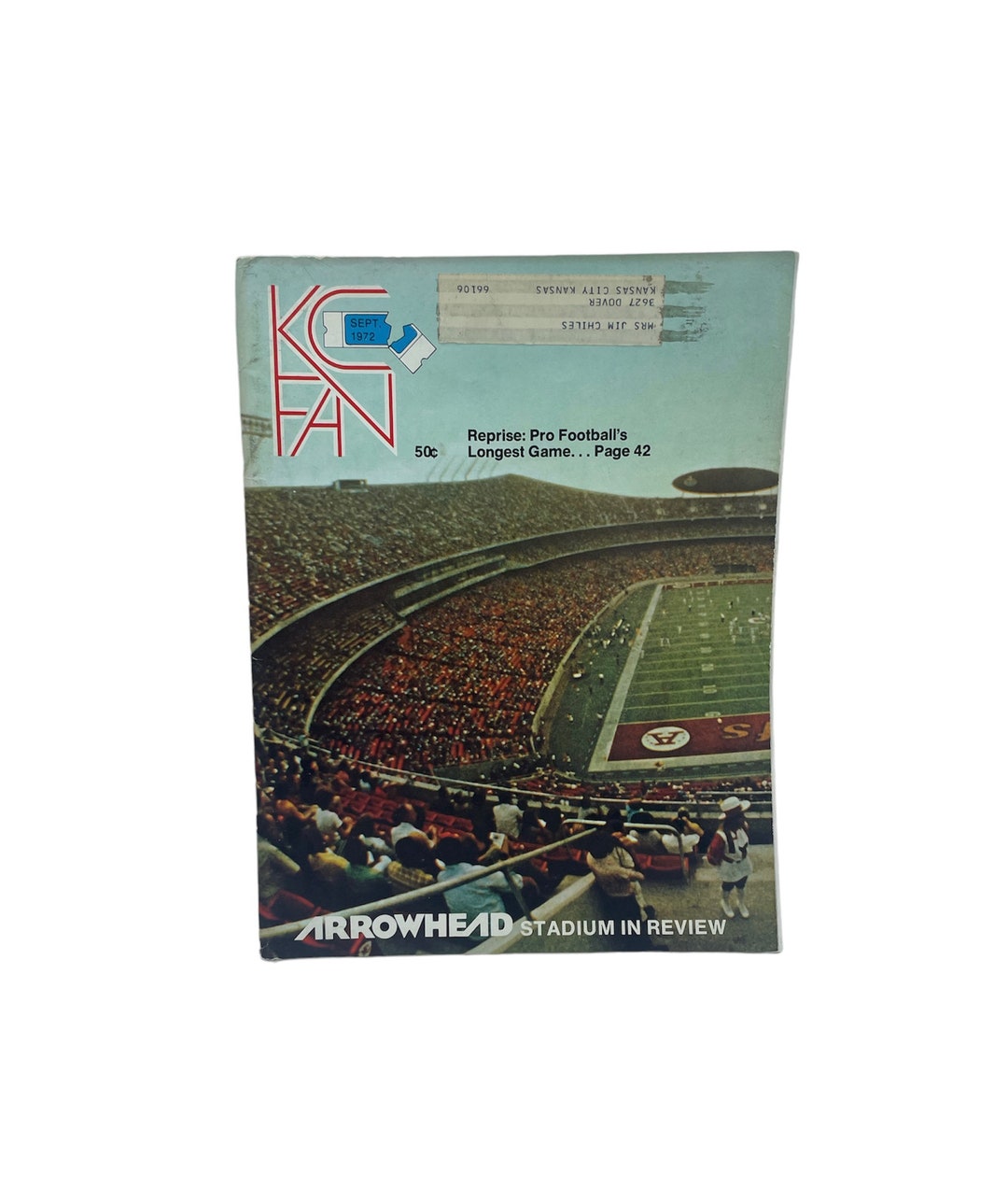 1972 KC Fan Magazine Arrowhead Stadium Review Gatefold Photo - Etsy