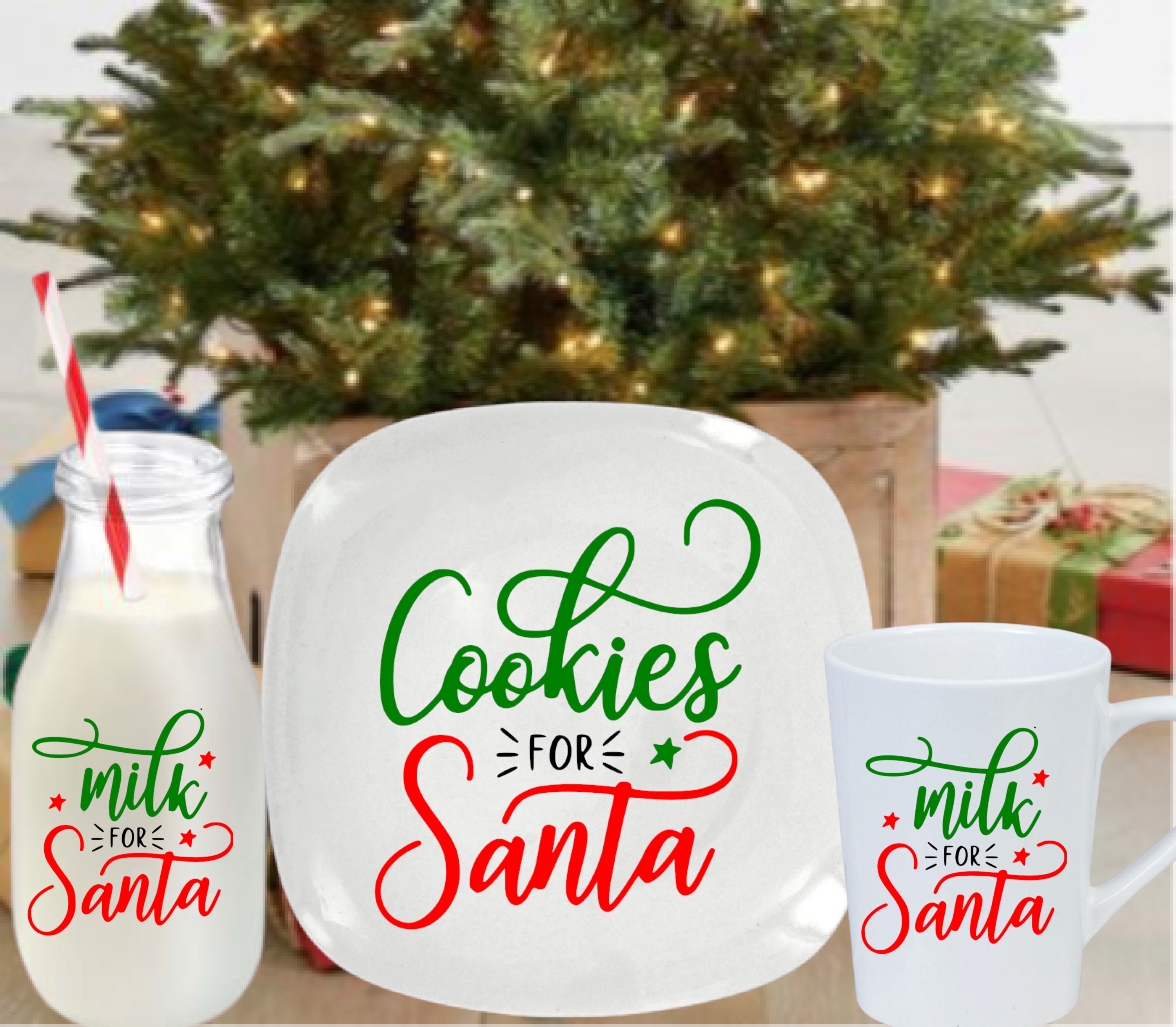 Cookies for Santa Plate | Milk for Santa Mug | Milk for Santa Glass Jug ...