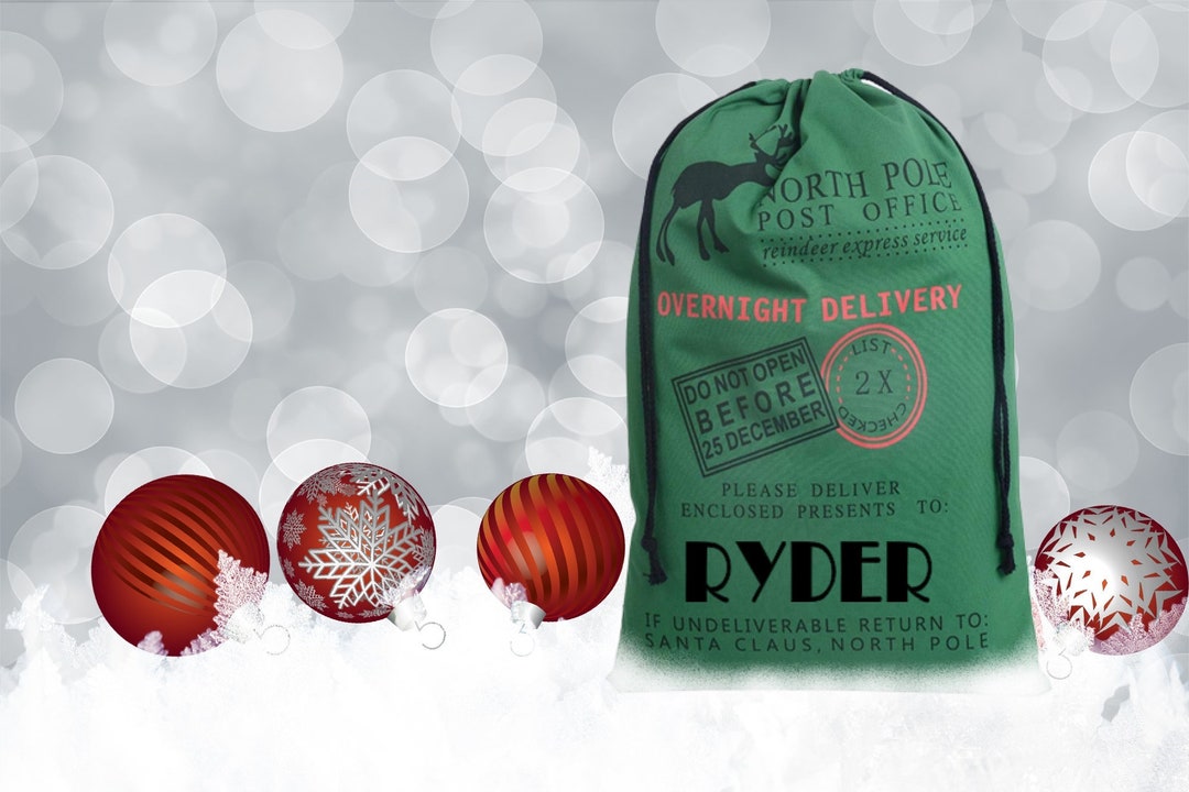 Personalized Santa Sack North Pole Green Santa Sack Christmas Gift ...