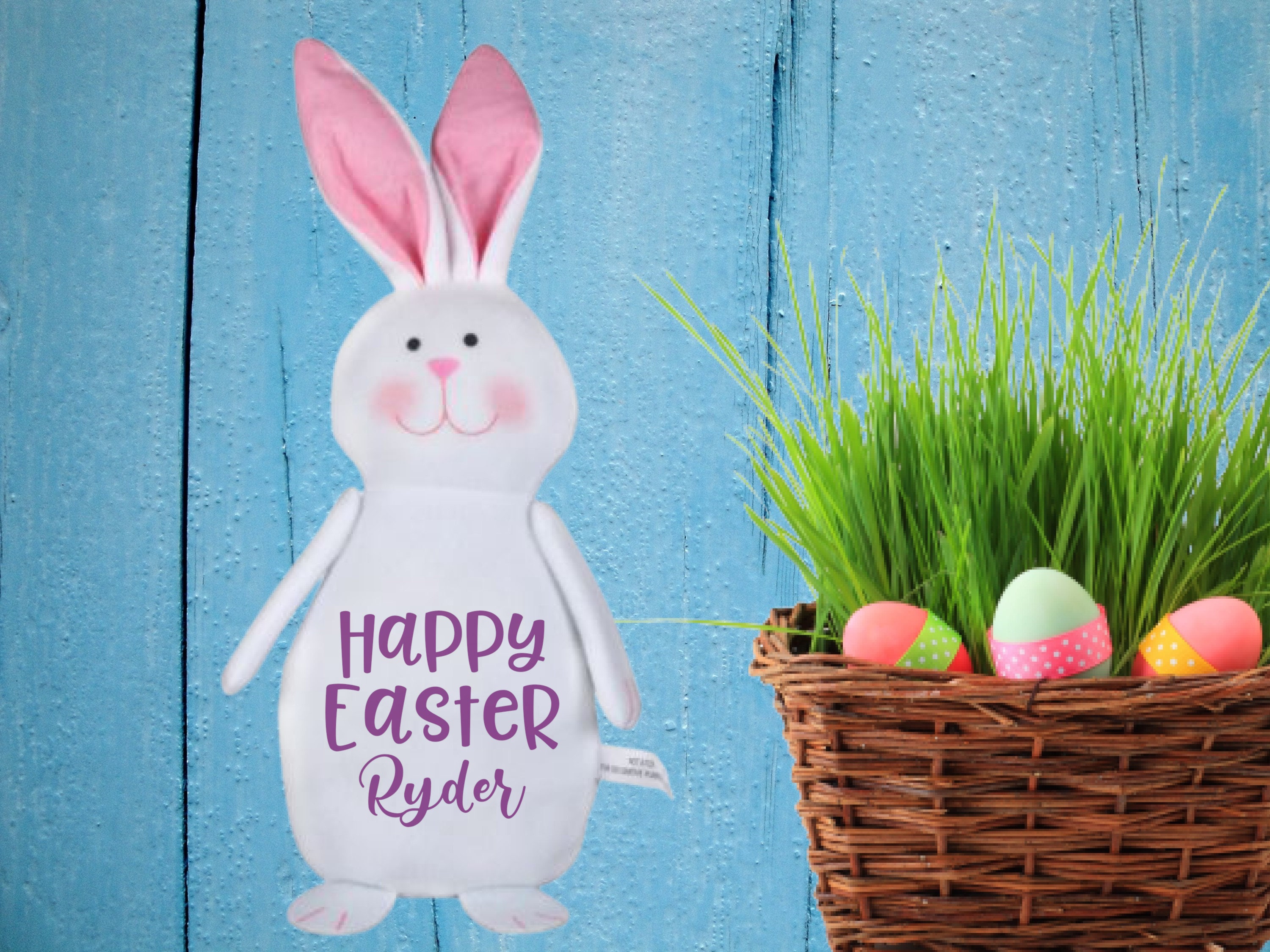 Happy Easter Personalized Bunny | Easter Basket Bunny | Kids Easter ...