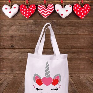 Personalized Unicorn Valentine Tote Bag | Valentine Tote Bag ...