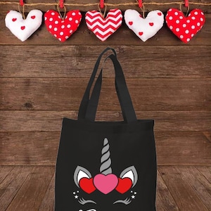 Personalized Unicorn Valentine Tote Bag | Valentine Tote Bag ...