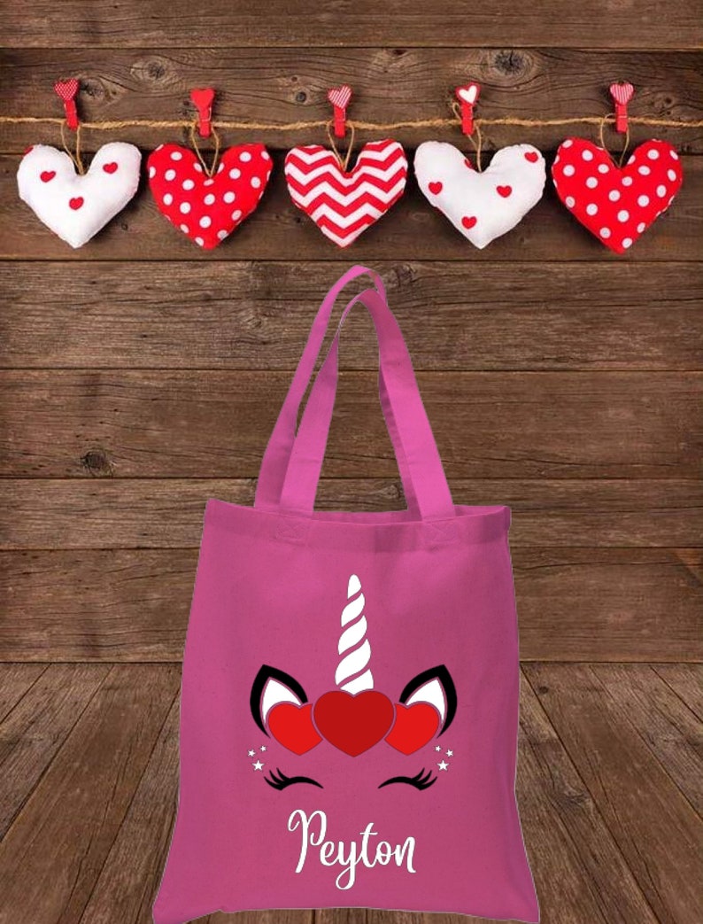 Personalized Unicorn Valentine Tote Bag Valentine Tote Bag - Etsy