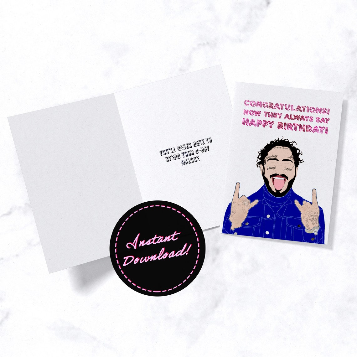 Post Malone Birthday Card Post Malone Digital Card Post | Etsy