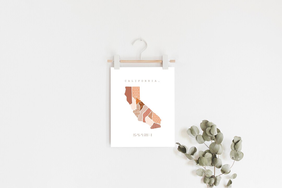Abstract California Map Print / State Map / California CA USA / Map Art ...