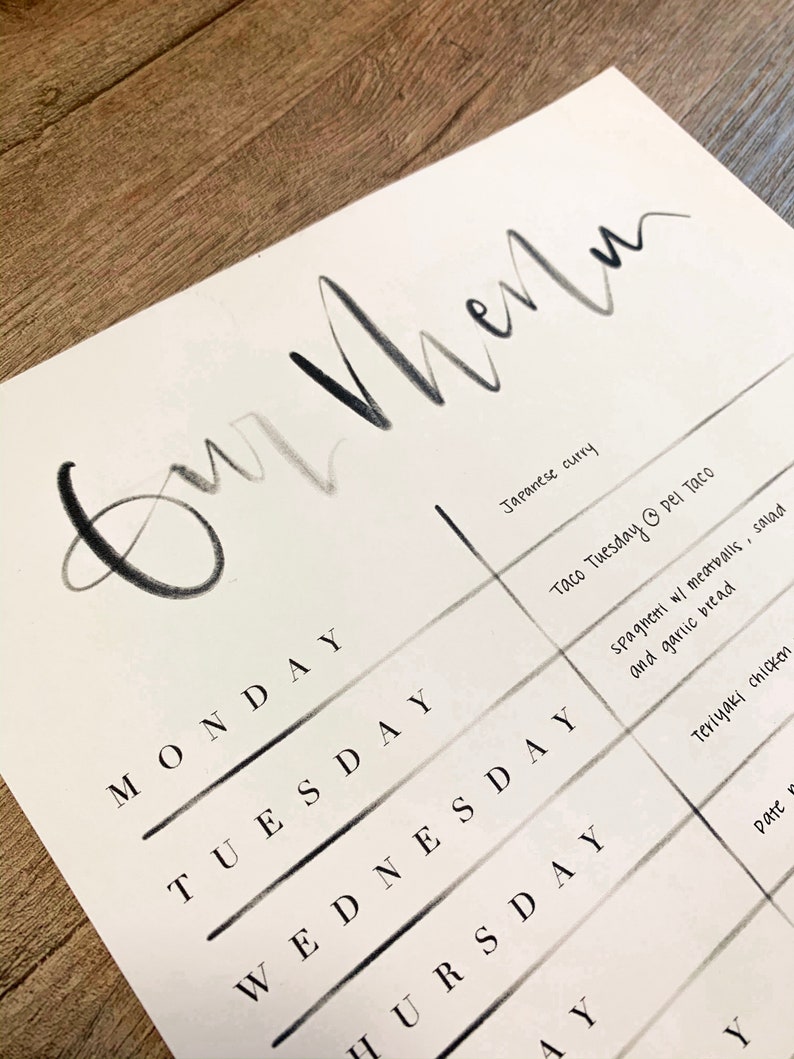 Menu Board Printable / Our Menu Printable / Digital Download / - Etsy ...