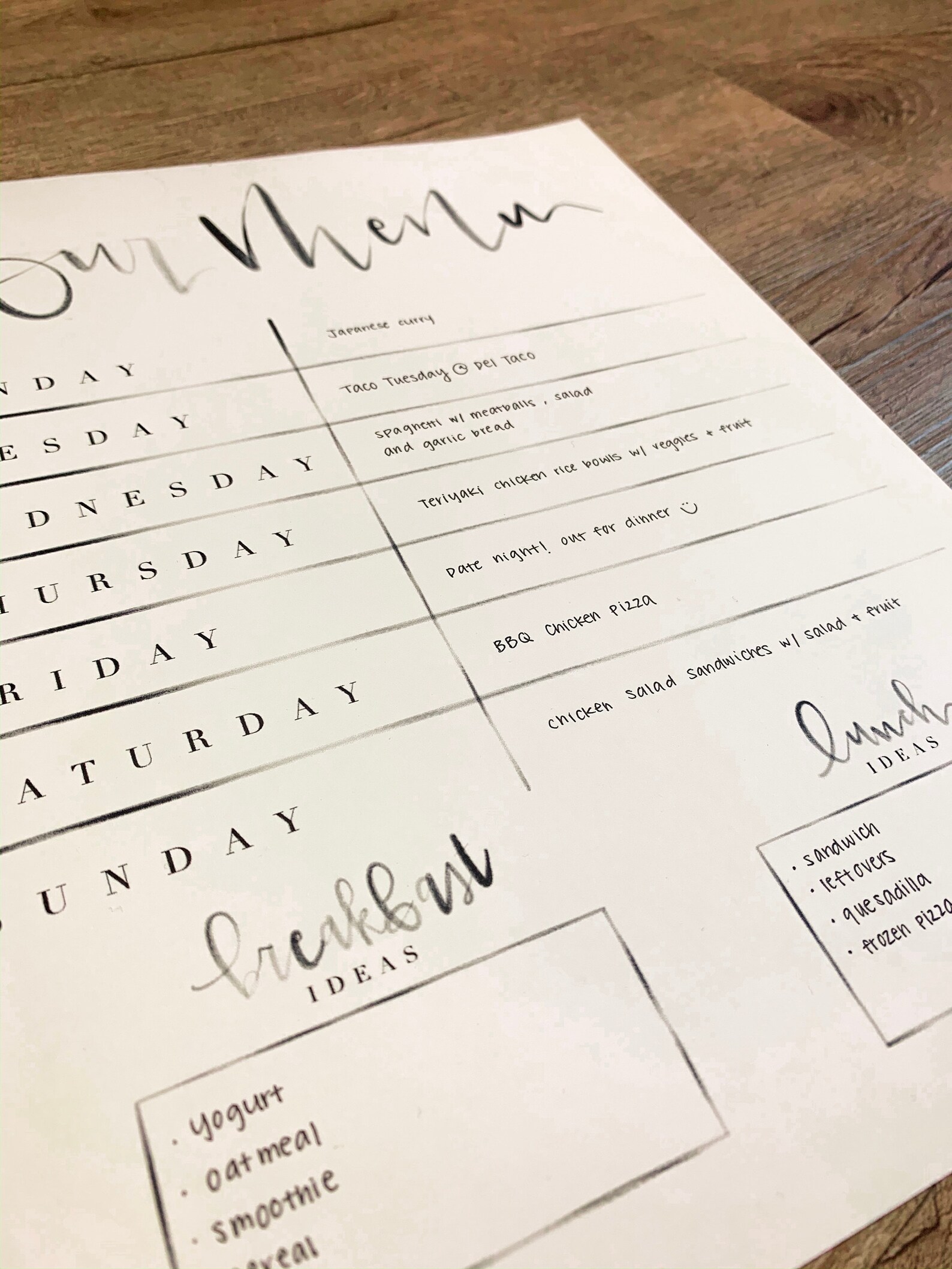 Menu Board Printable / Our Menu Printable / Digital Download / - Etsy ...