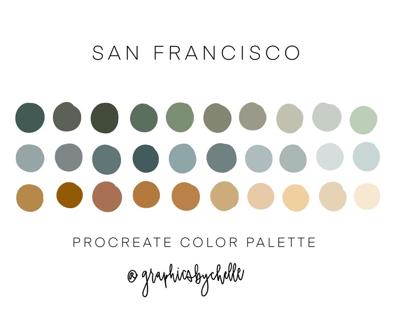 San Francisco Color Palette / Procreate / Swatches / Color | Etsy