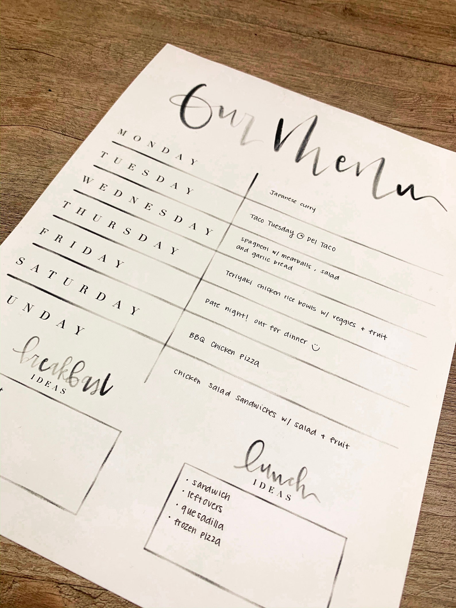 Menu Board Printable / Our Menu Printable / Digital Download / - Etsy ...