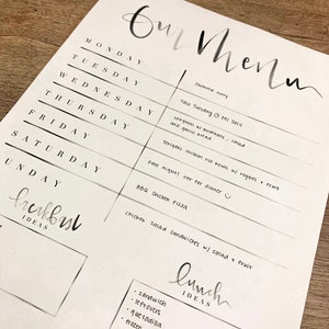 Menu Board Printable / Our Menu Printable / Digital Download ...