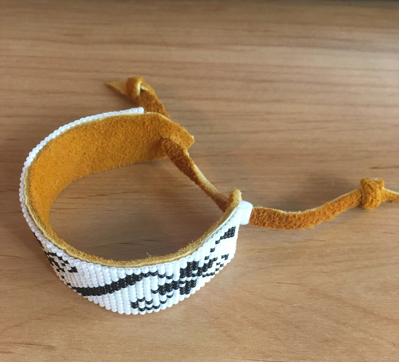 White and Black Loom Beaded Bracelet - Etsy