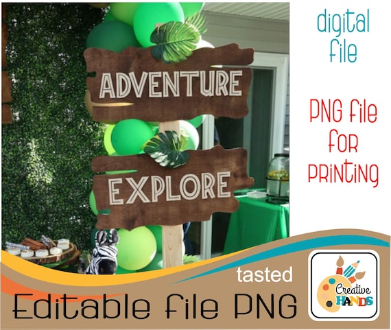 PNG SAFARI Arrows for Printing Editable Sign Jungle Zoo - Etsy