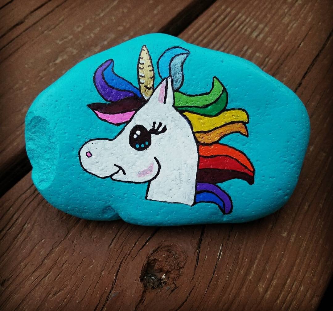 Rainbow Unicorn Painted Rock - Etsy