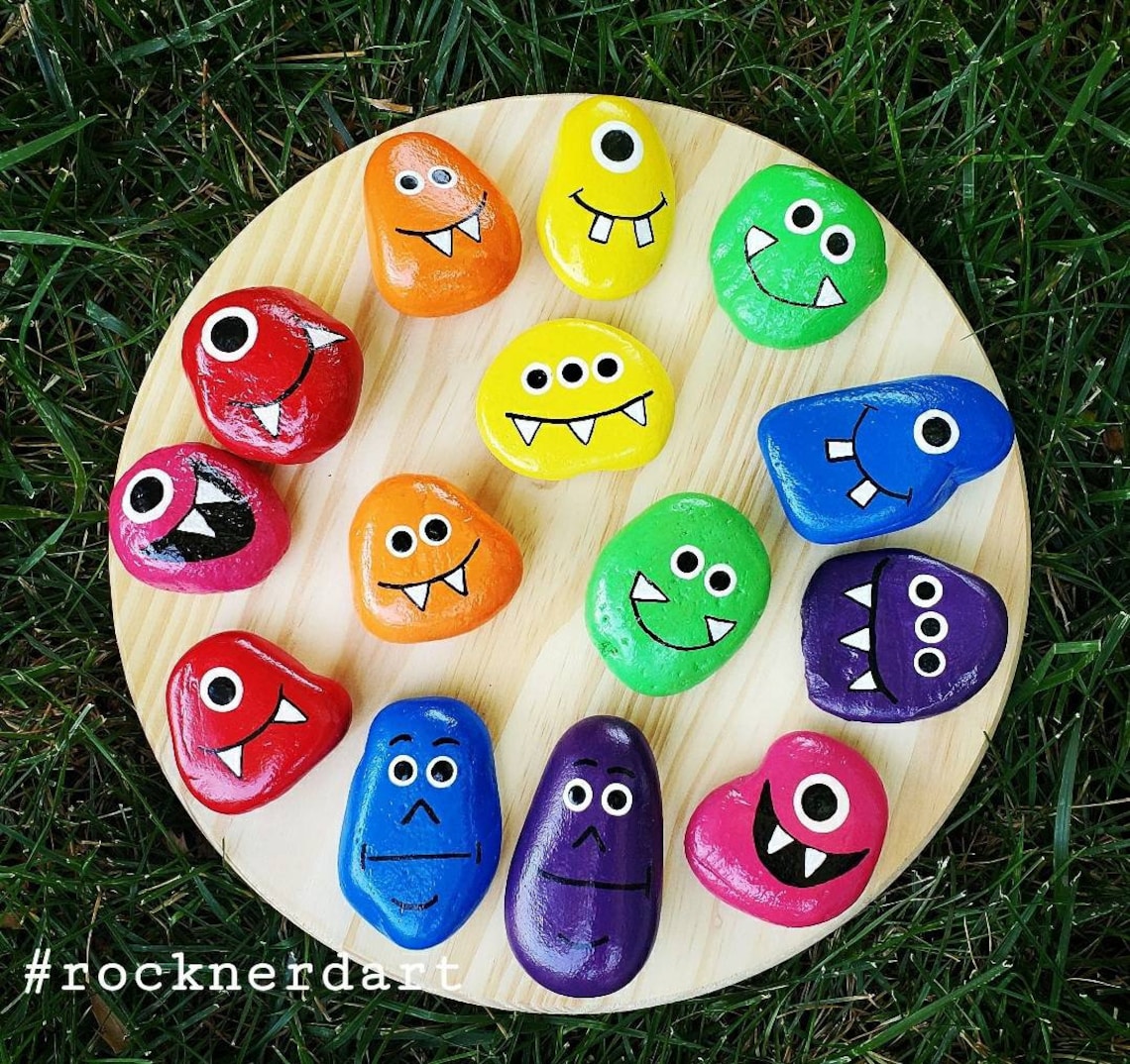Painted Color Monster Rocks - Etsy