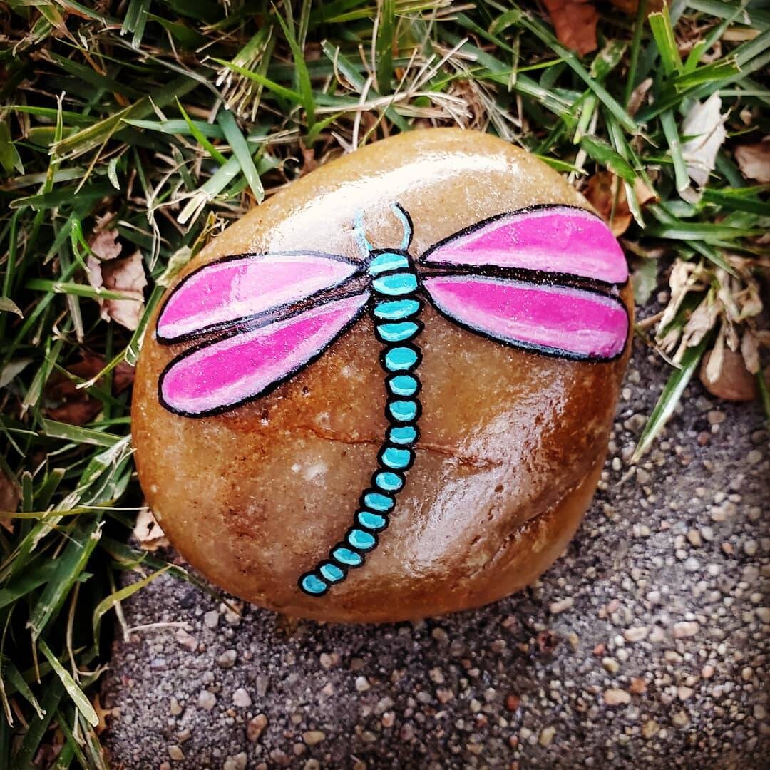 Dragonfly Handpainted Rock - Etsy