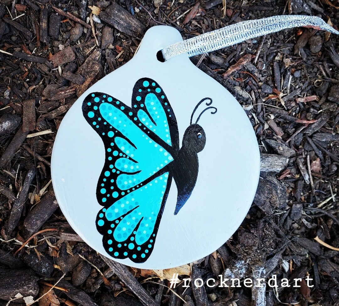 Semi-colon Butterfly Painted Rock or Ornament - Etsy Italia