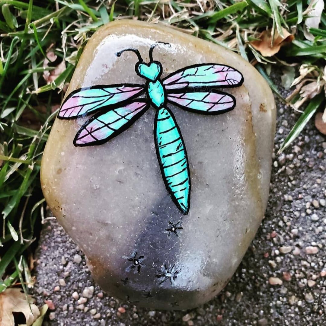 Dragonfly Handpainted Rock - Etsy