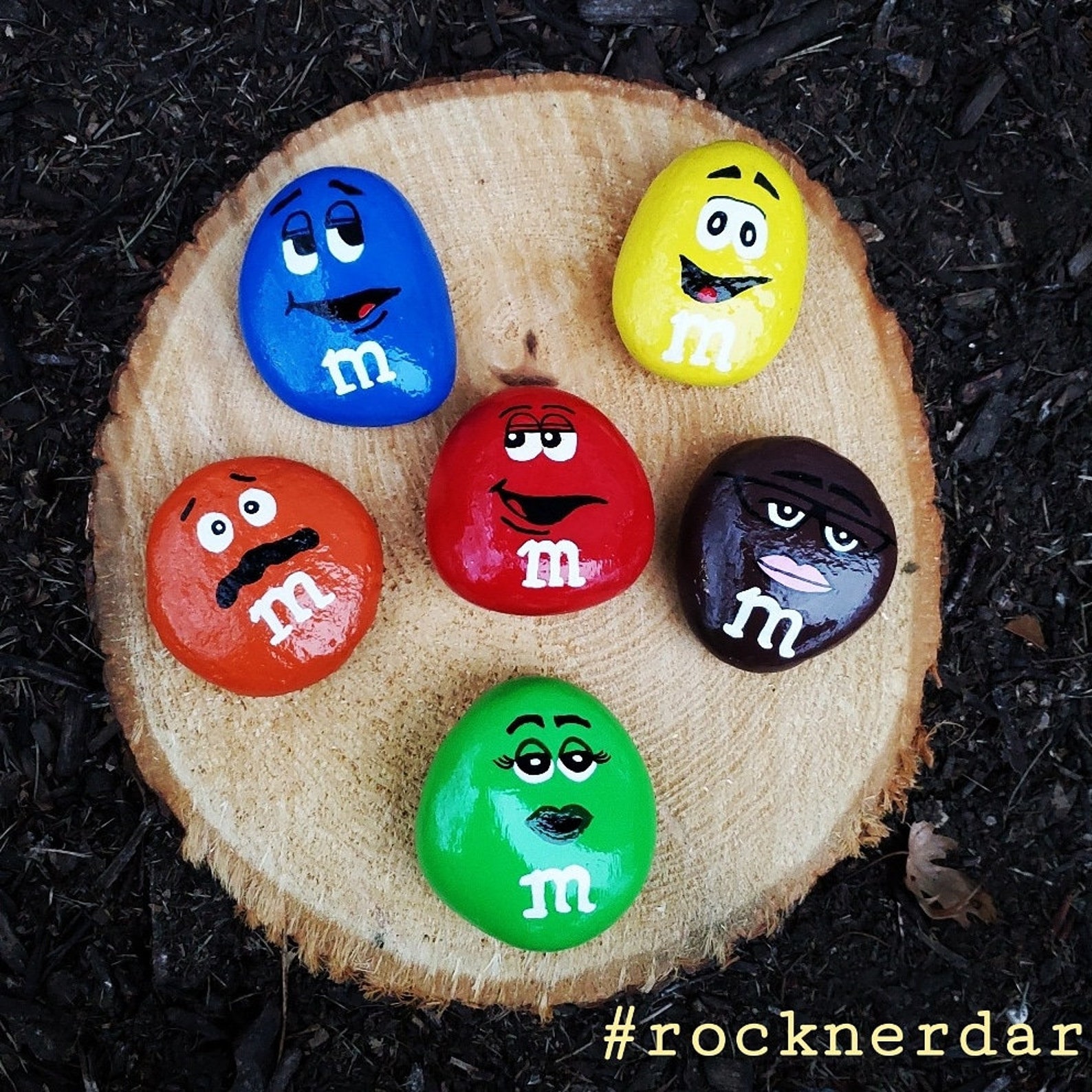 SINGLE M&m Painted Rock Custom Color - Etsy