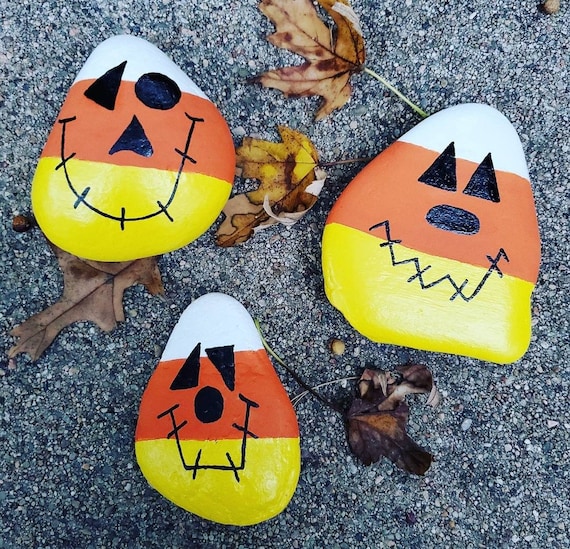 Candy Corn Painted Rocks - Mom. Wife. Busy Life.