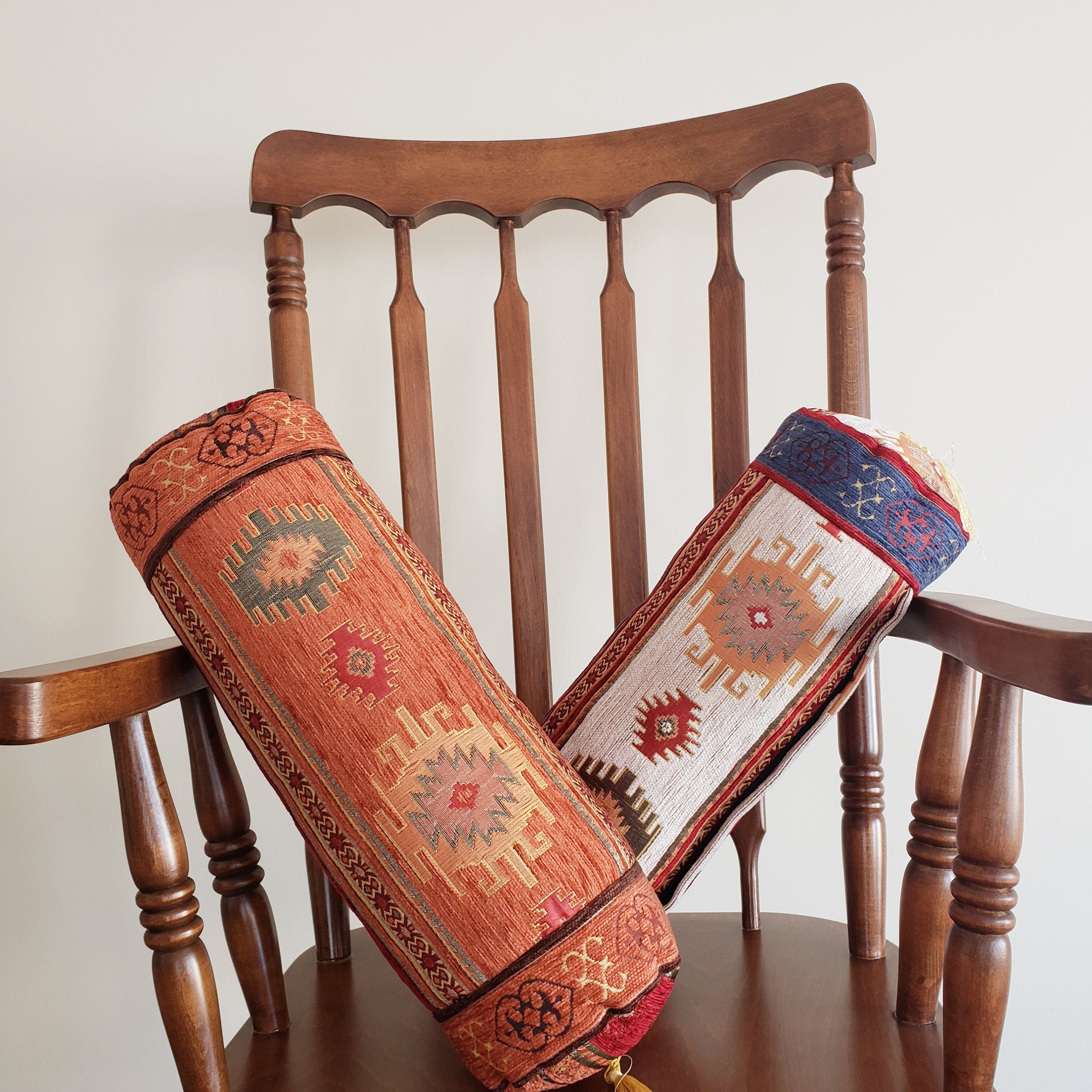 Decorative Bolster Pillow Set Bedding Medium Weight Cotton | Etsy