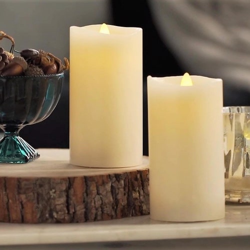 Flameless Candles Flickering LED Candles Ivory Real Wax Pillar - Etsy