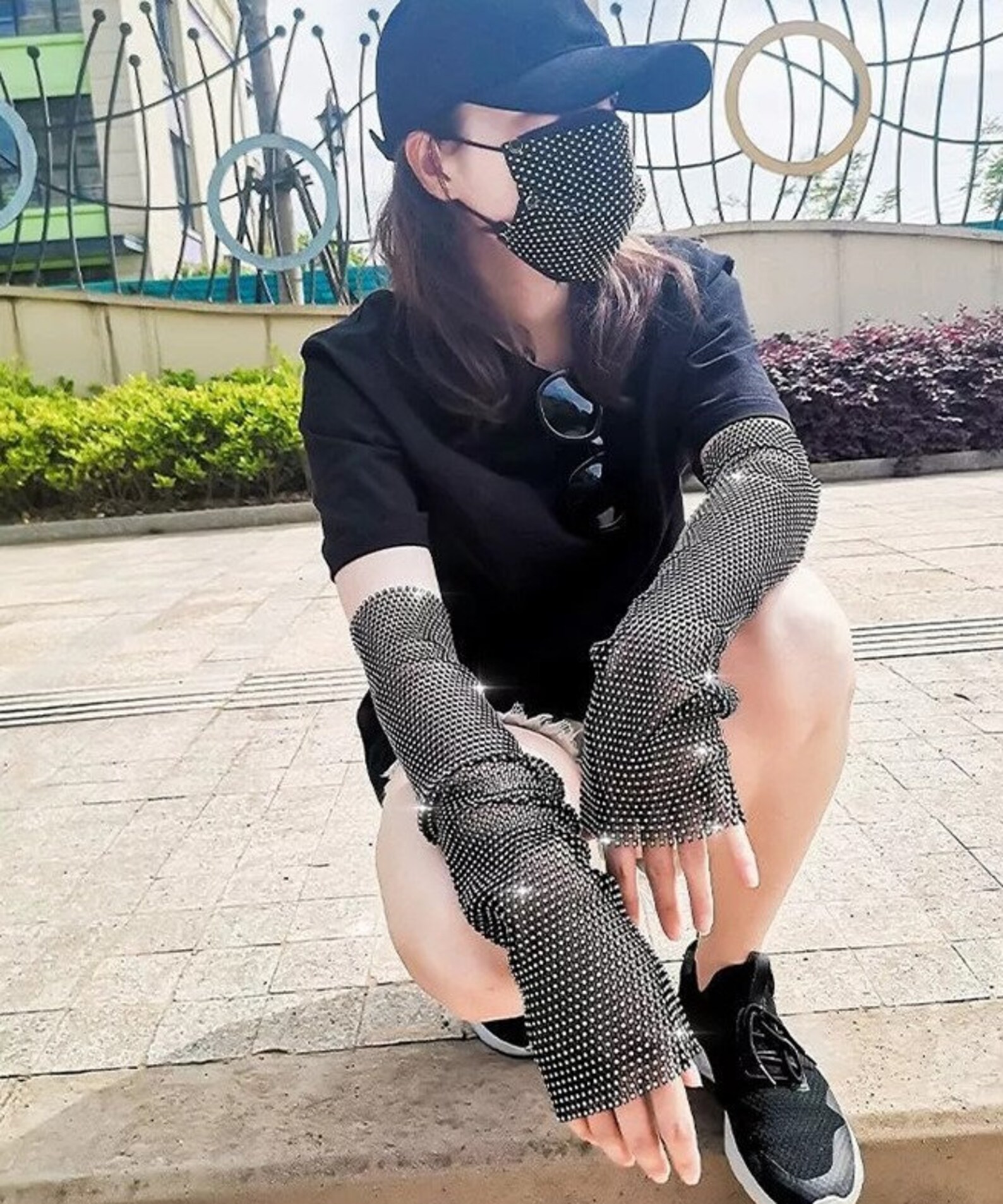 Long Arm Sleeves Composed of Netted Rhinestone Mesh/ | Etsy