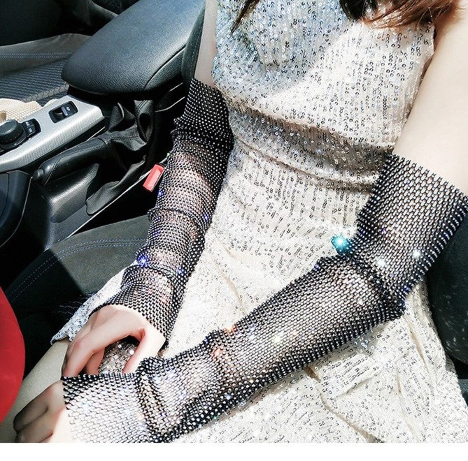 Long Arm Sleeves Composed of Netted Rhinestone Mesh/ | Etsy