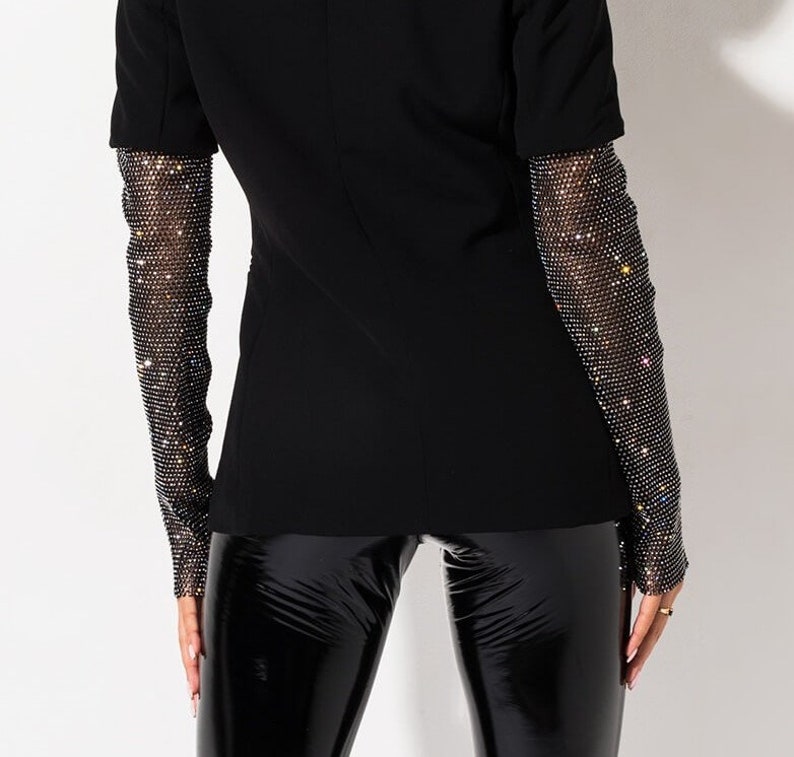 Long Arm Sleeves Composed of Netted Rhinestone Mesh/ | Etsy