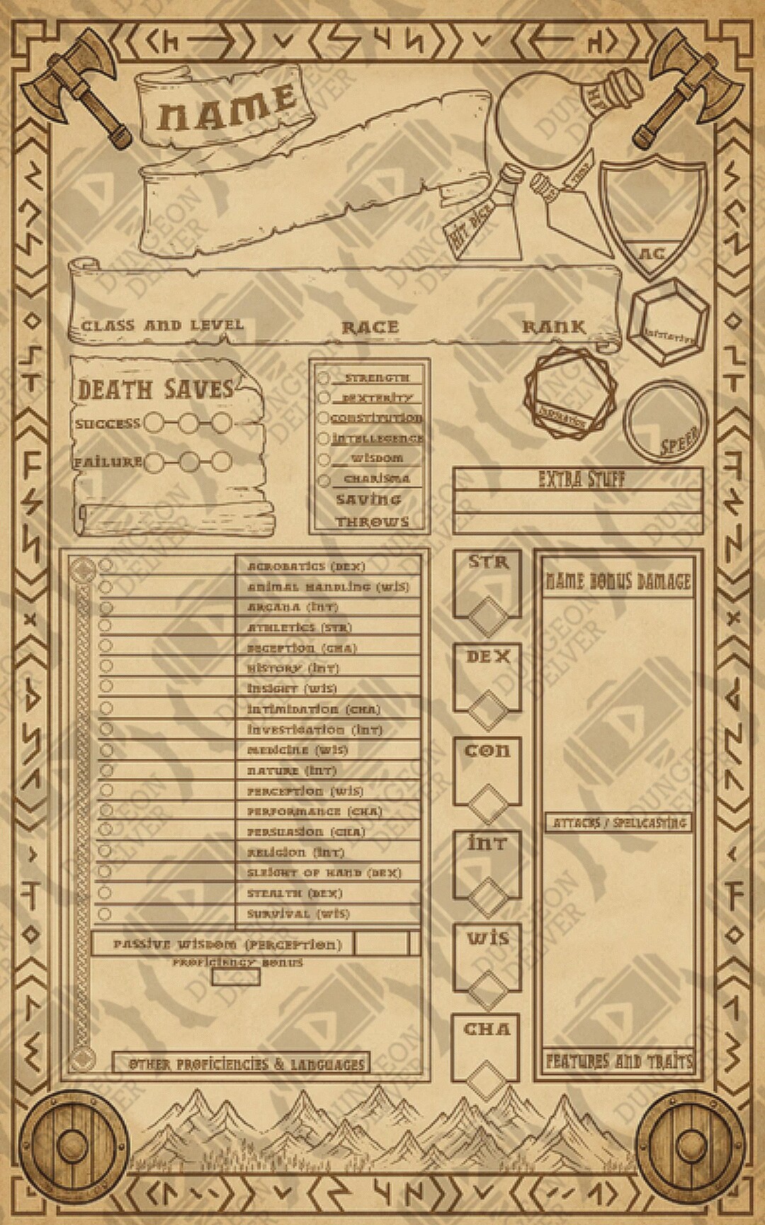Dungeon Delver Character Sheet Set PDF, 5e, TTRPG, Role Playing Games ...