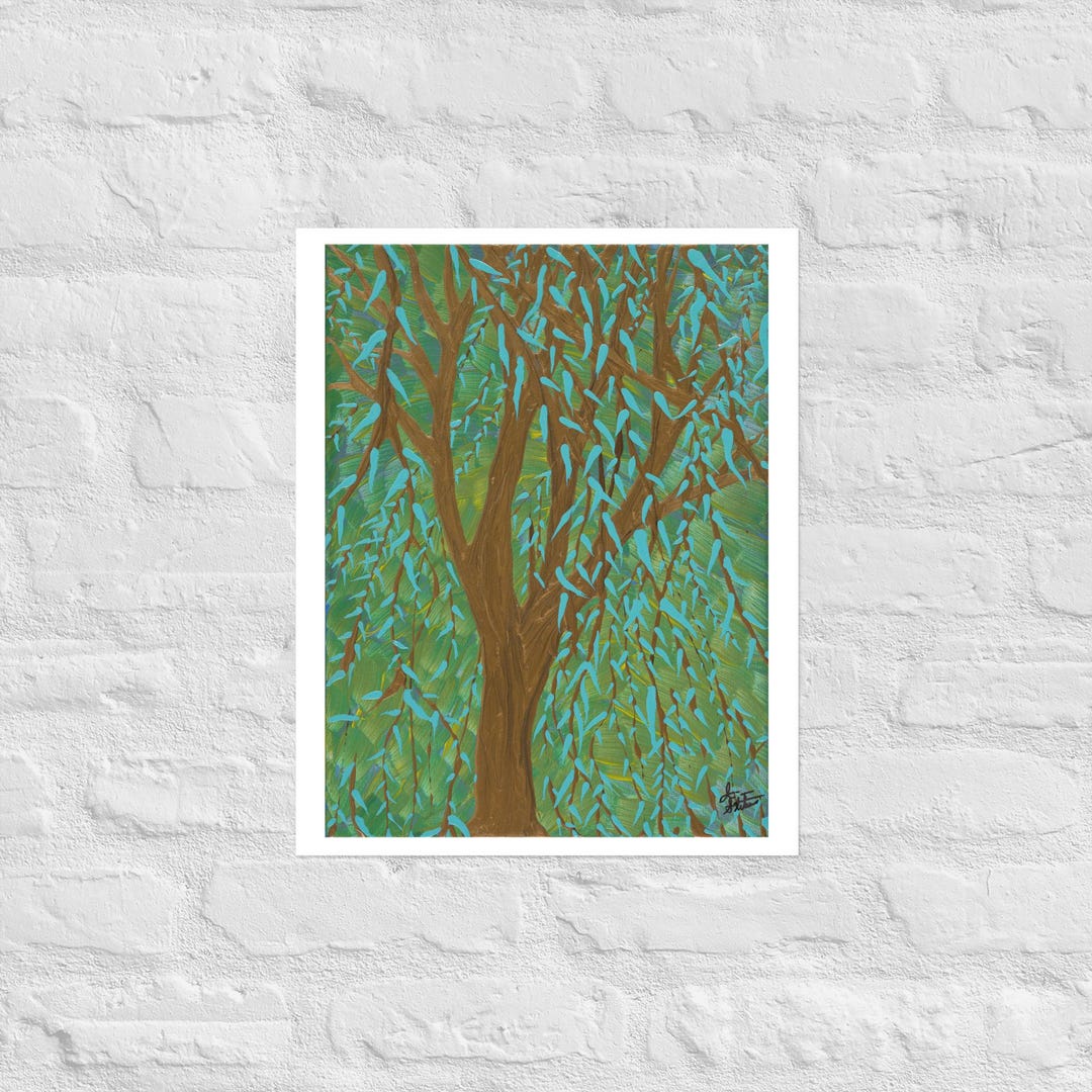Abstract Willow Tree Art Print – Nature Inspired Acrylic Painting – Art ...