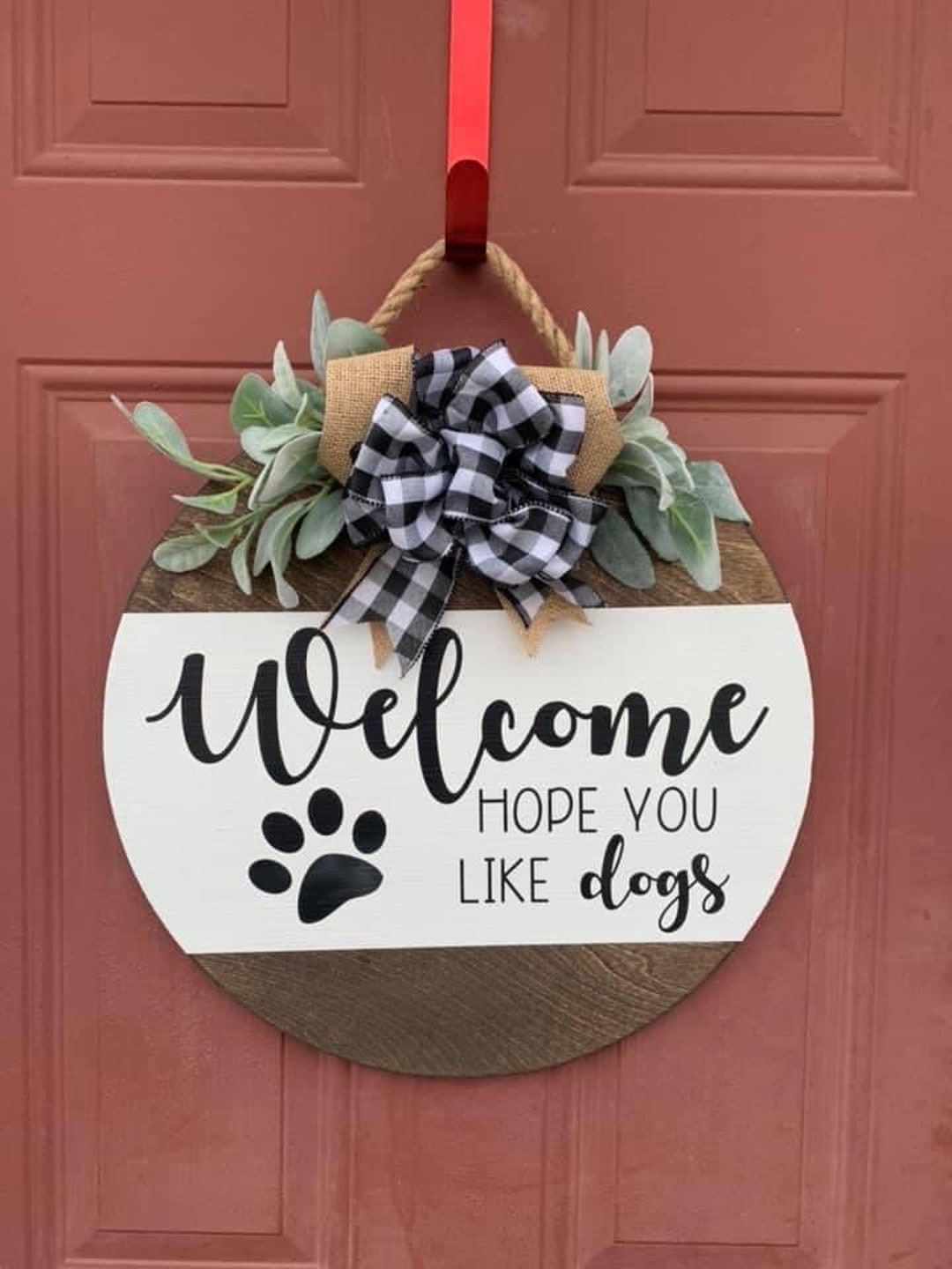 Welcome Hope You Like Dogs Door Round - Etsy