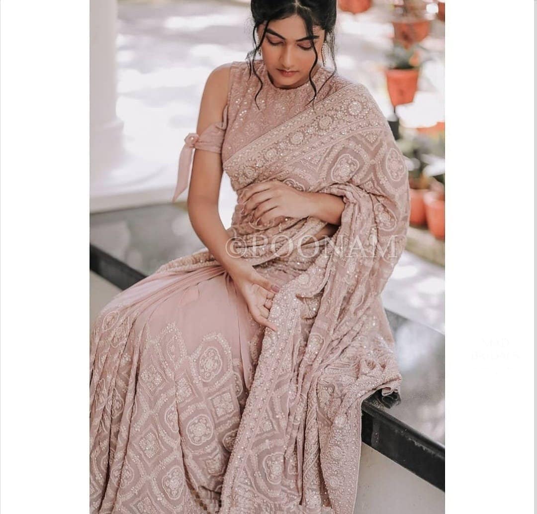 Handmade Pastel Chikankari Saree | Pure Georgette Chikankari Saree ...